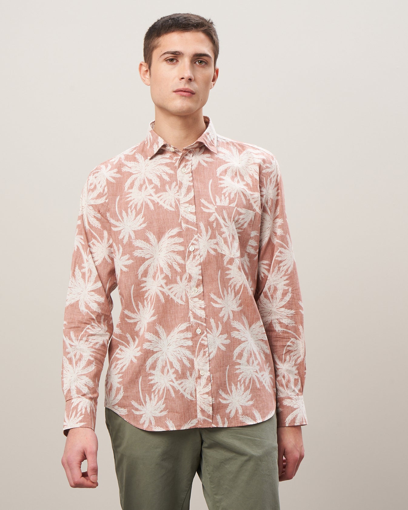 Paul rust palm tree print cotton shirt - Men's Shirt - Hartford