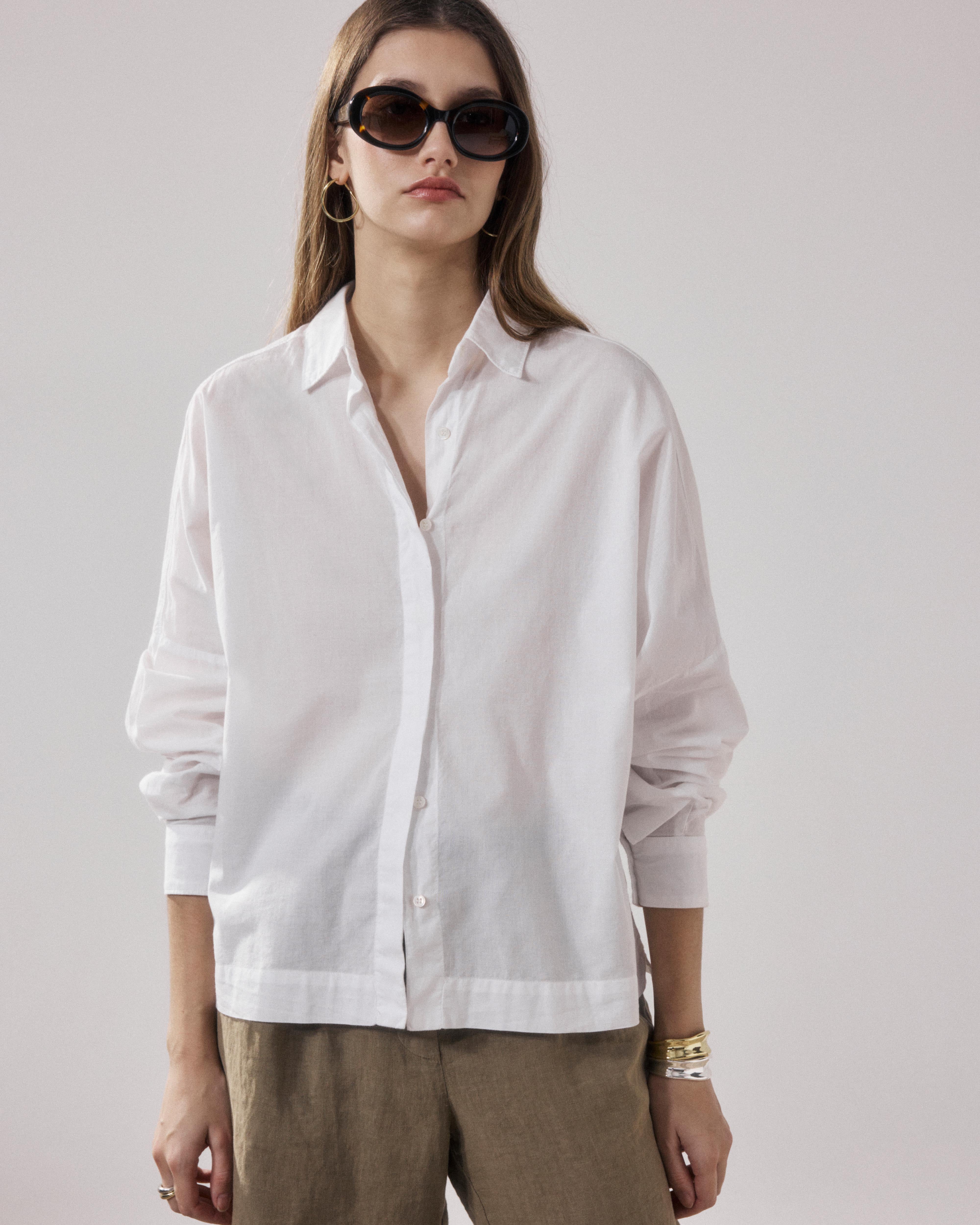 Cosma Women's White Cotton Shirt BFCJ609-20 - Women's Shirt - Hartford